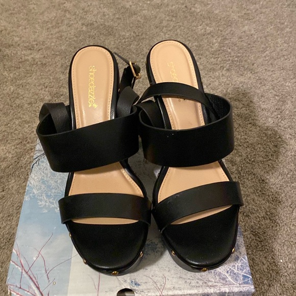 Shoe Dazzle | Shoes | Black Golf Studded Platform Sandals | Poshmark